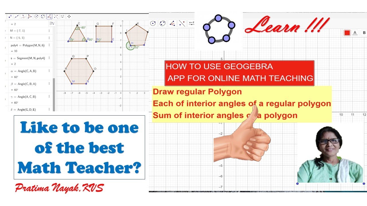HOW TO USE GEOGEBRA FOR ONLINE TEACHING | REGULAR POLYGONS | INTERIOR ANGLES | TIP FOR MATH TEACHER