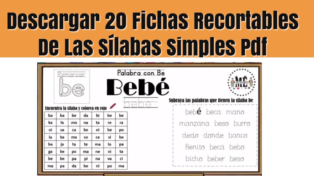 Descargar 20 Fichas Para Trabajar Las Silabas Simples en Formato PDF