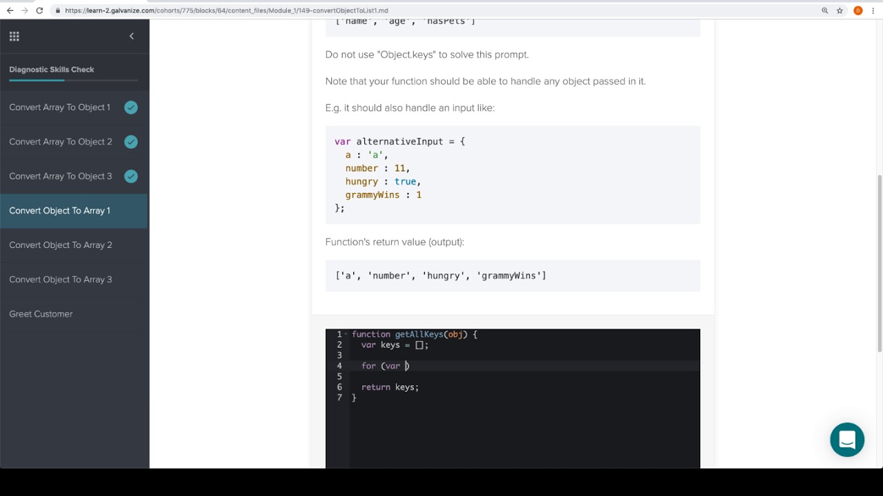 Module 1 - Diagnostic - Object To Array 1