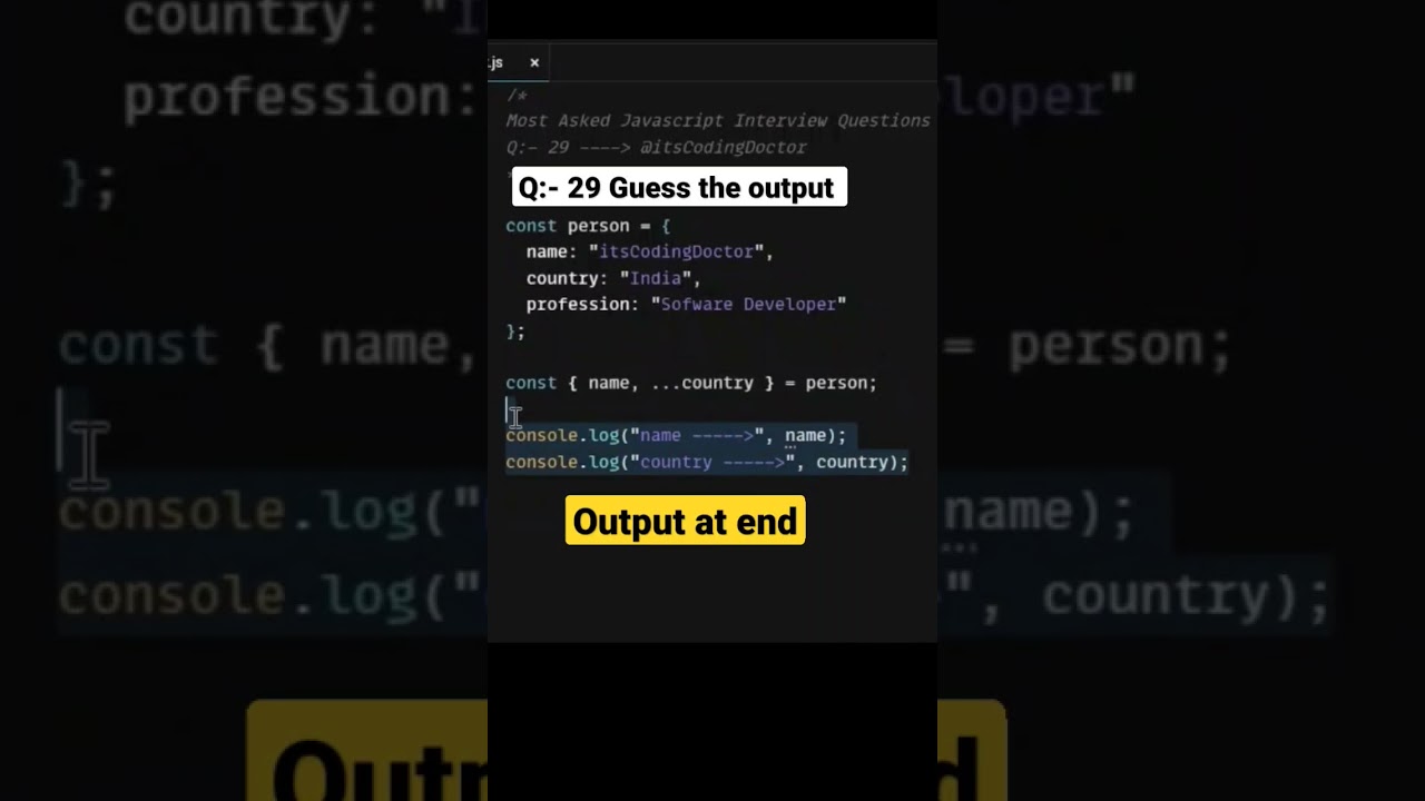 Guess the output - Javascript Interview Questions #developer #coding #javascript #interview #react
