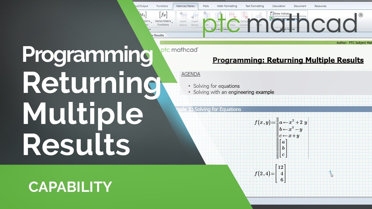 Programming: Returning Multiple Results with Mathcad Prime