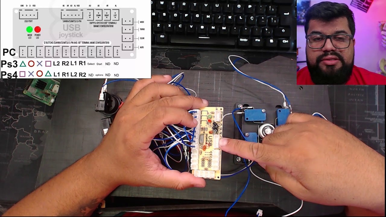 Kit Placa Zero Delay Joystick Arcade Pc Ps3 Ps4 (Q.006) - Arduino e Eletrônica