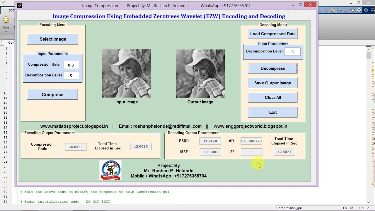 Matlab Code for Image Compression Using Image Processing