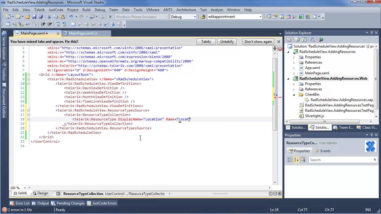 Adding Resources to ScheduleView