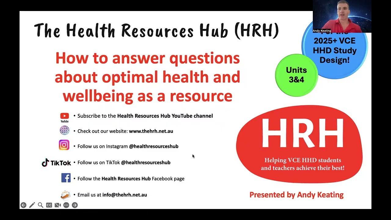 How to answer questions about optimal health and wellbeing as a resource (Unit 3).