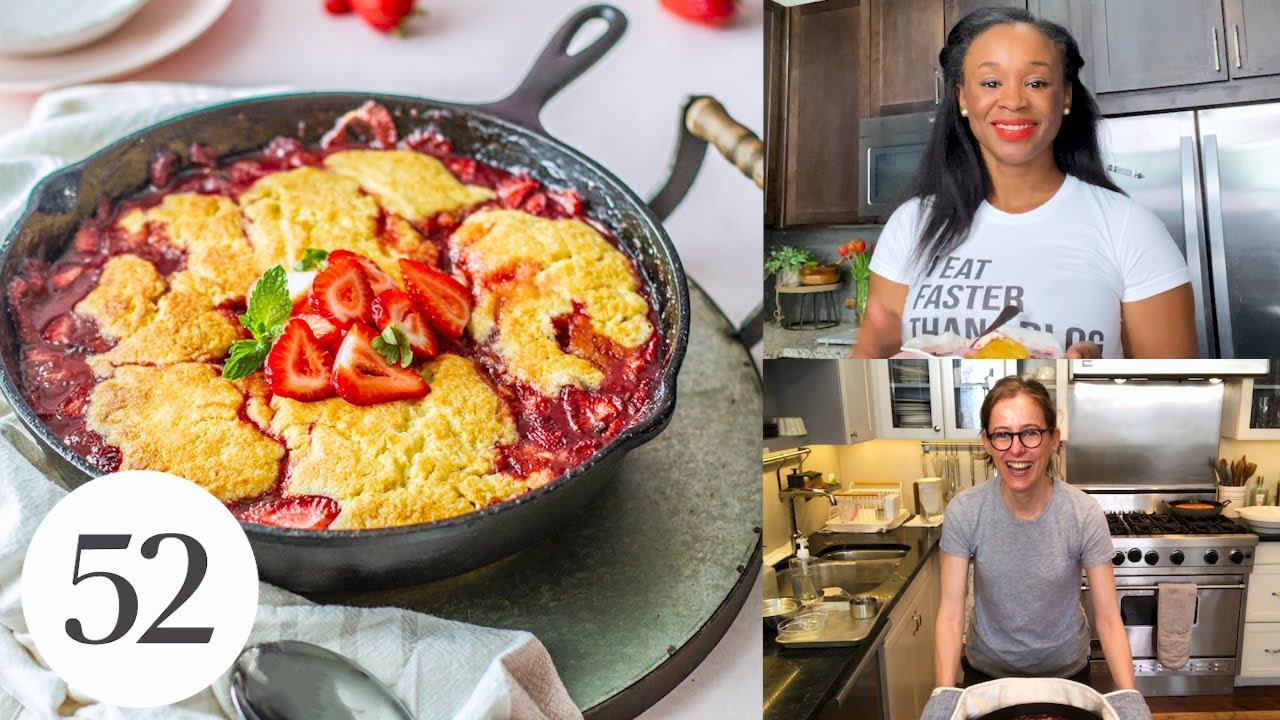 Strawberry Cornbread Skillet Cobbler | At Home With Us