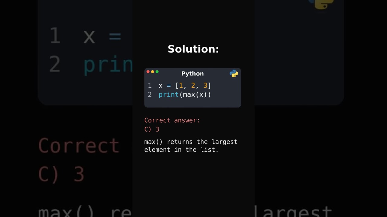 Python list max challenge solution
