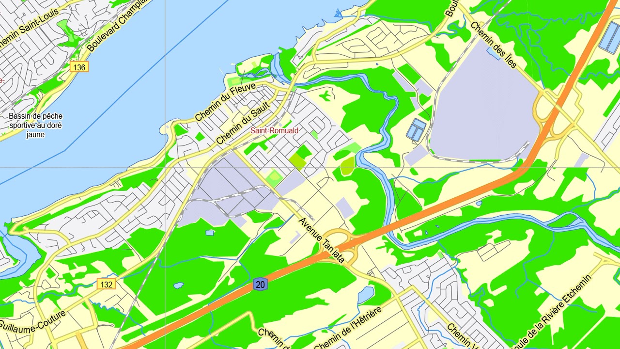 Quebec City Canada editable layered PDF Vector Map