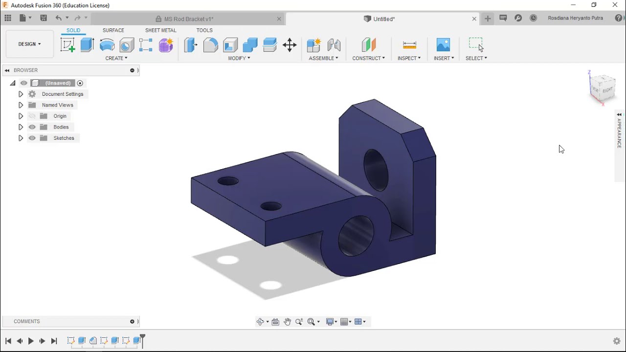 Fusion 360 Tutorial Series | MS Rod Bracket