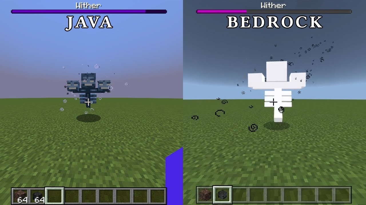 The Wither's spawn animation in both versions