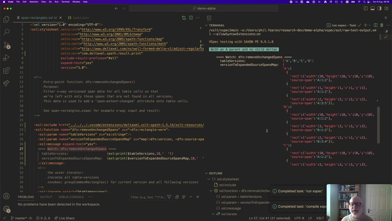 Advanced XSLT 3.0 print debugging for VS Code
