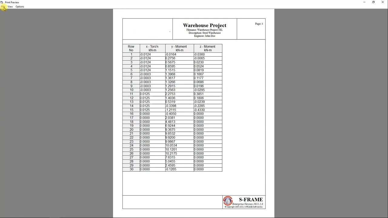S-FRAME 2022 - How to Print Reports - PDF Report