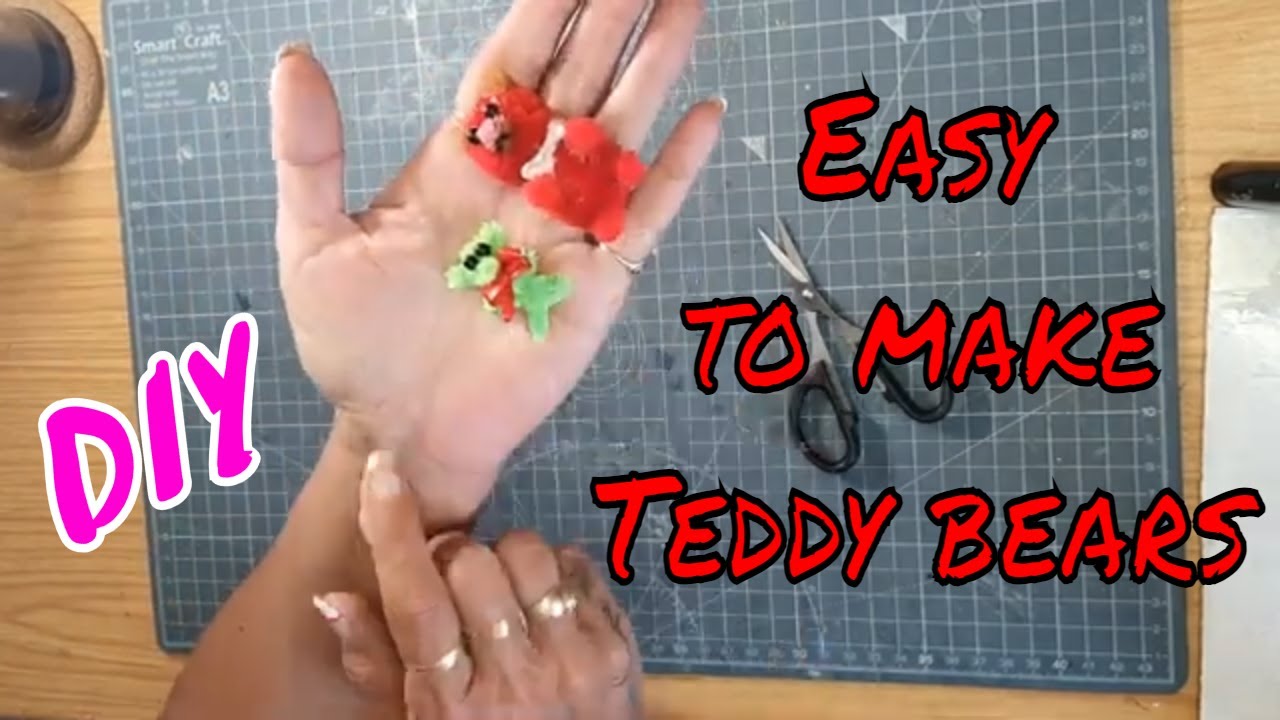 Teddy bears with pipe cleaners and pom-pom's