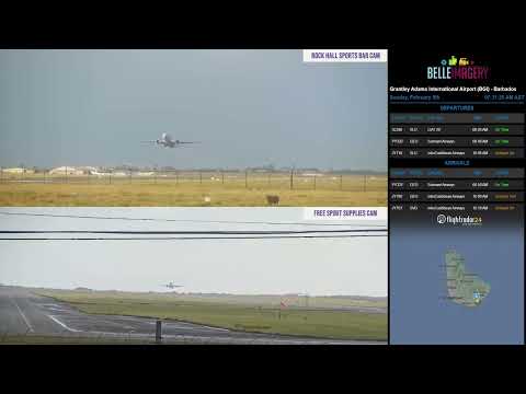 Live Plane Spotting Barbados - Multi-cam Grantley Adams International Airport - Feb 9 2025