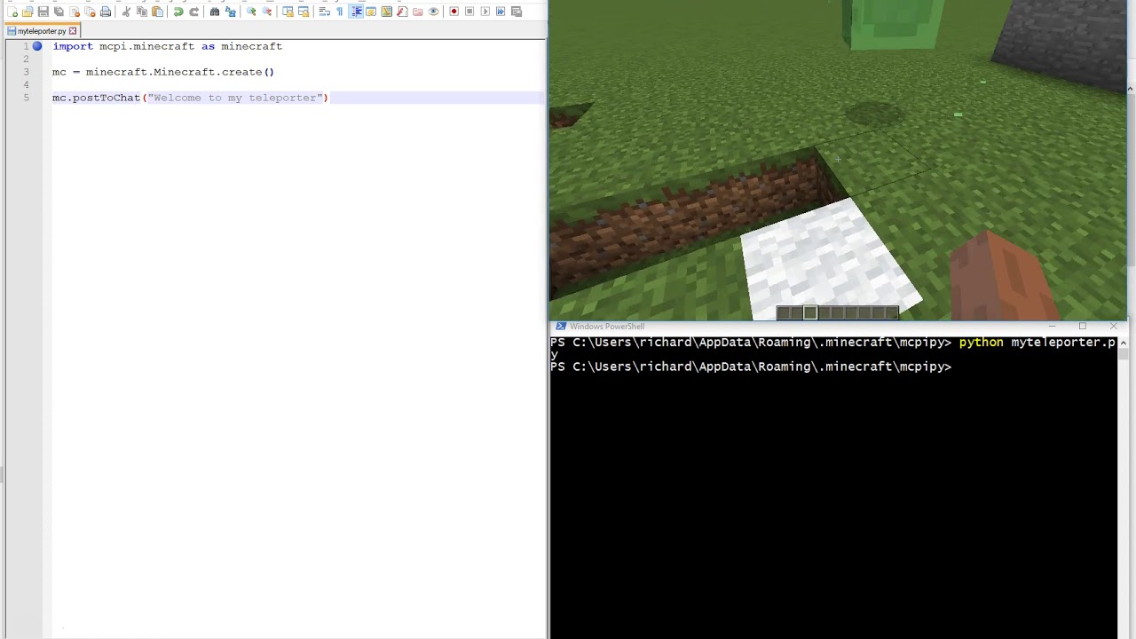 Minecraft Python Tutorial 3 - Teleporter