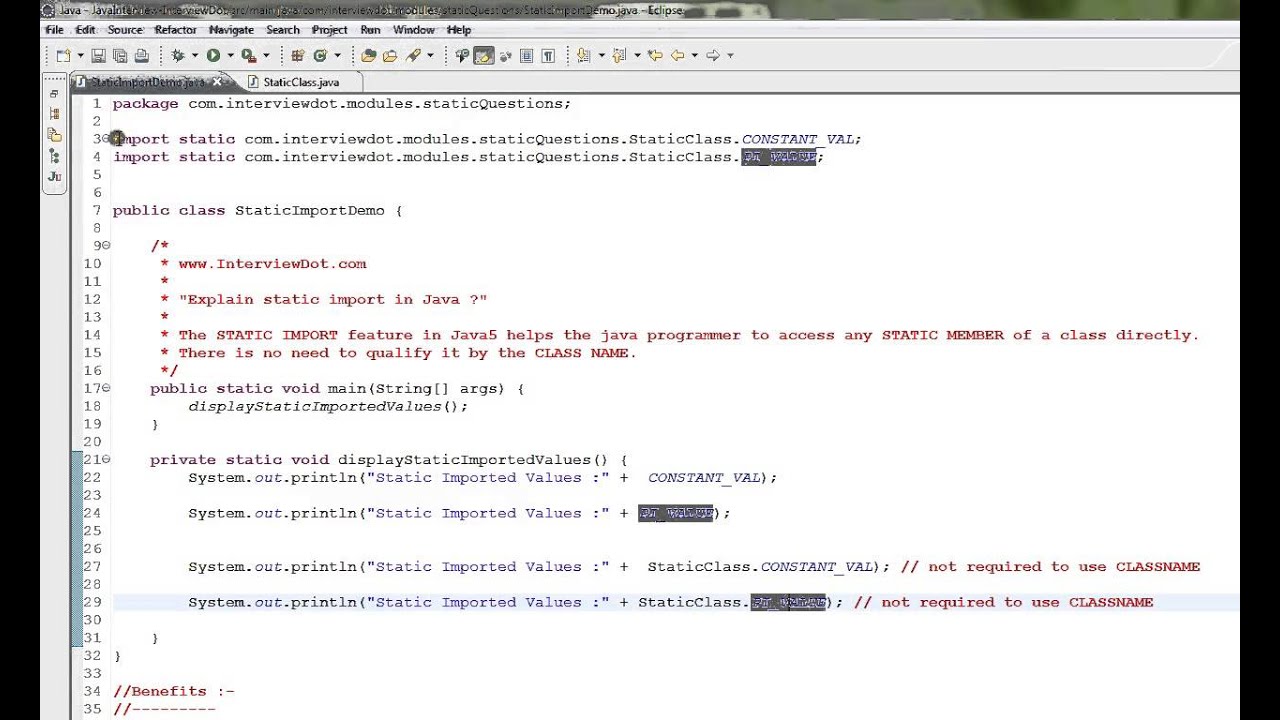 IN JAVA  WHAT IS STATIC IMPORT DEMO