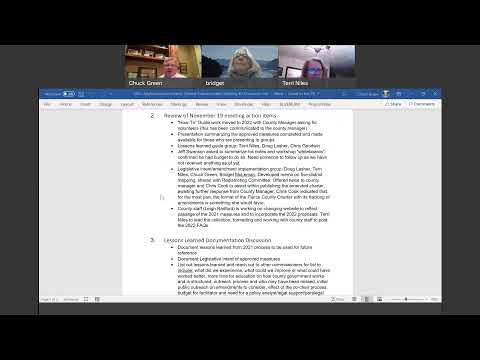 Dec. 15, 2021 Charter Review Subcommittee: 2021 Approved Measured Debrief