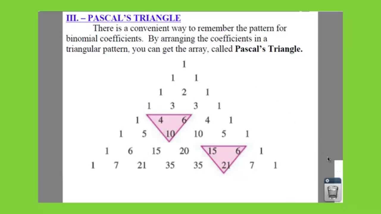 PC: 8.4 Notes: Example 8 - Using Pascal's Triangle
