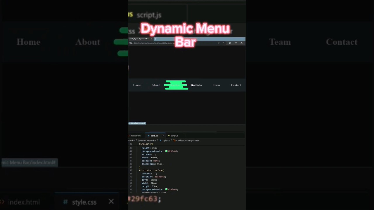 Dynamic Menu ... HTML CSS JavaScript #shorts #dynamic #menu