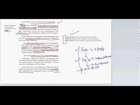 Indian Constitution - Video 43 (Article 123 Ordinance)