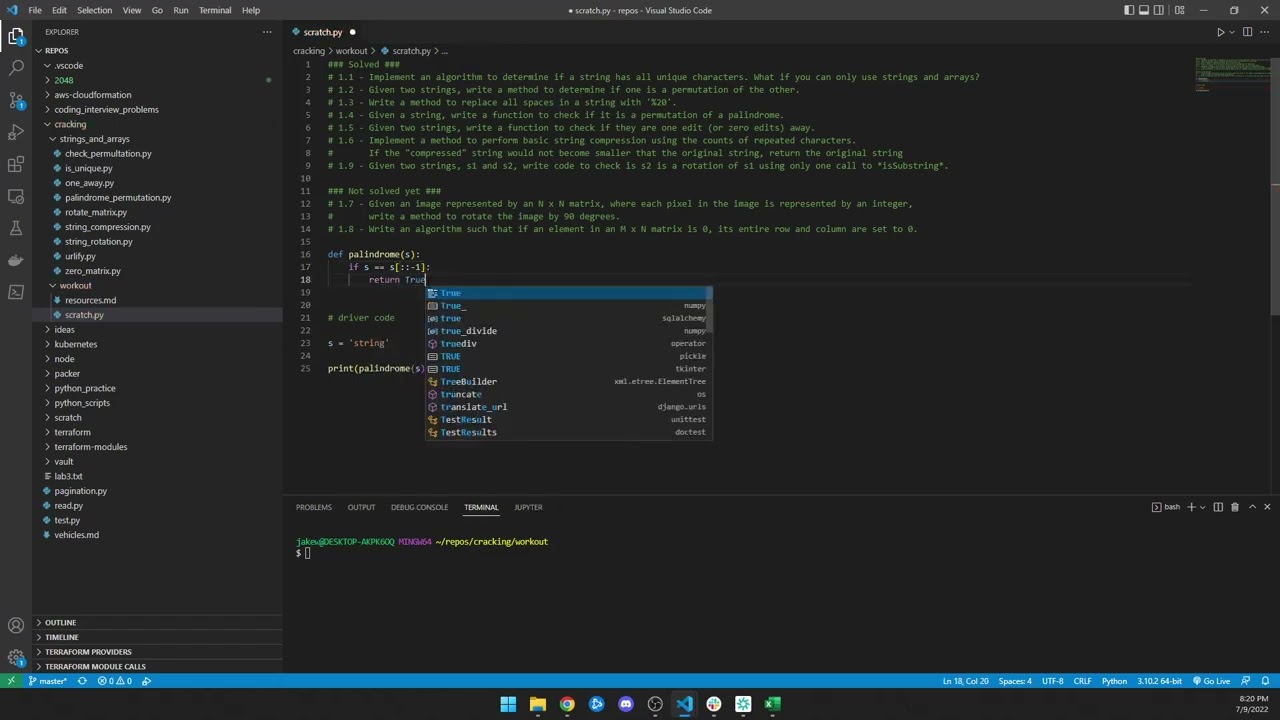 1.4 - Cracking the Coding Interview - Palindromes (Python)