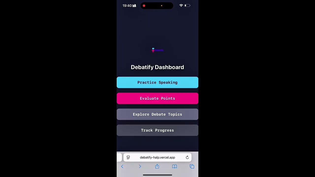 Debatify Demo Video - VirtuHack Devpost