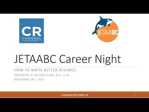 Video of JET Program Career Night held Nov. 19th, 2015 | Channel Resume