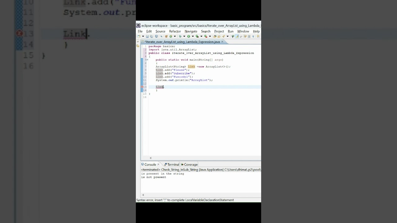 Iterate over ArrayList using Lambda Expression In Java Programming #javaprogramming #javabeginners