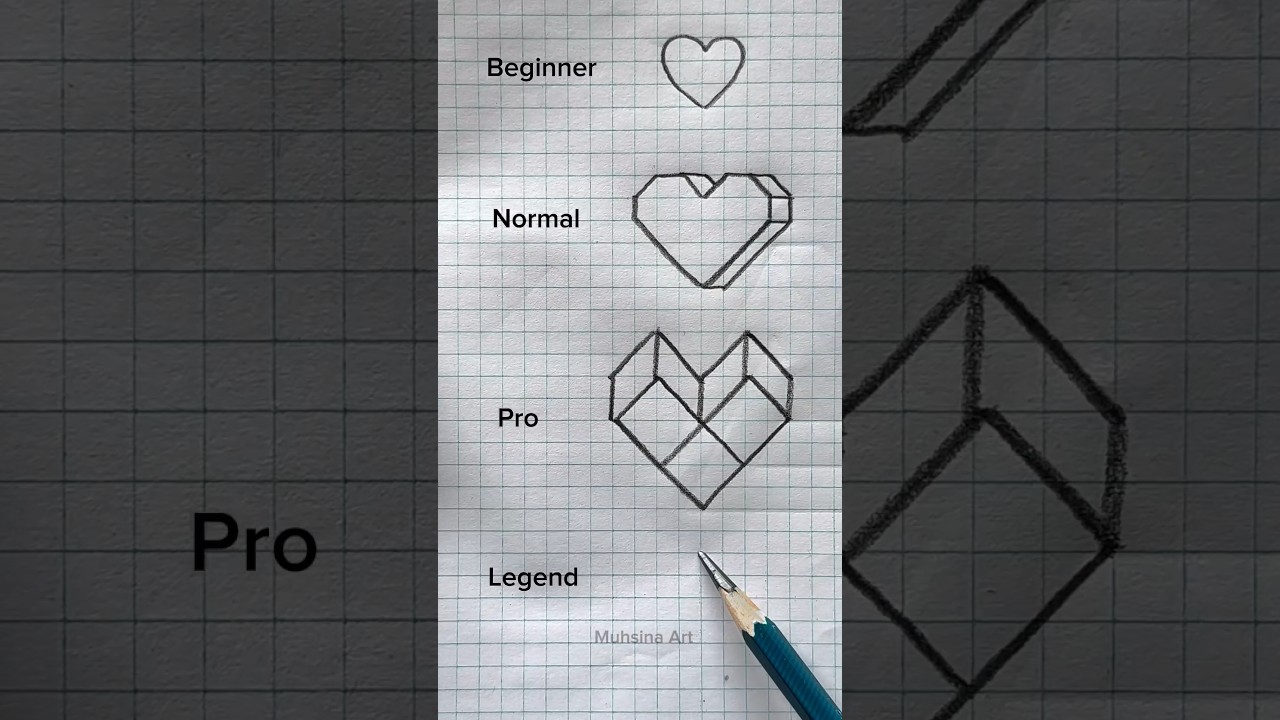 How to draw 3d heart🤔😱 #shorts #craft #art #drawing #crafts #satisfying