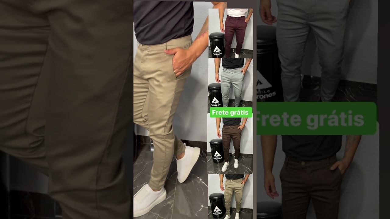 Lançamentos Calça alfaiataria masculina sarja skinny