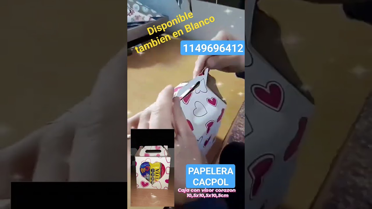 Papelera Cacpol. cajas cajitas visor corazon