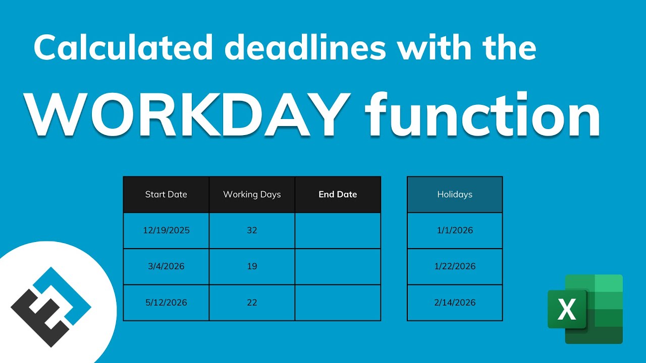 Calculate deadlines with WORKDAY - including holidays and weekends! | Everyday Office