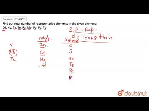 Find out total number of representative elements in the given element: Cd, Nb, Ta, Te