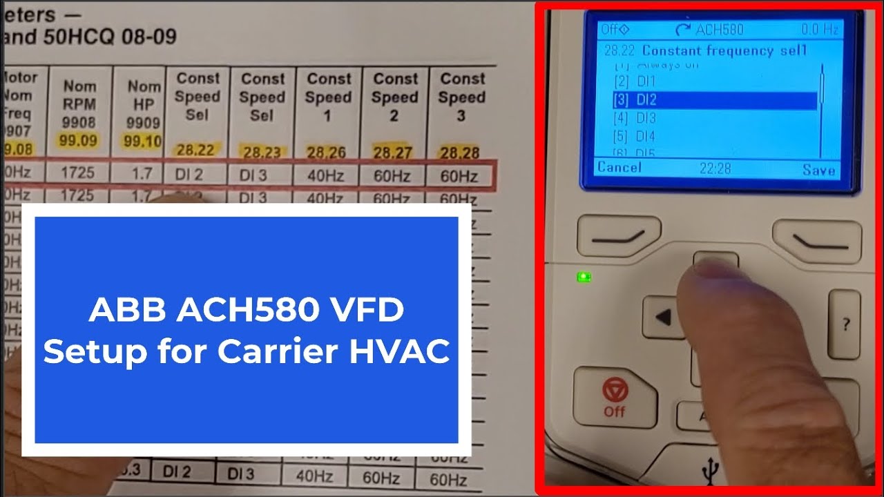ABB ACH580 VFD setup for Carrier HVAC