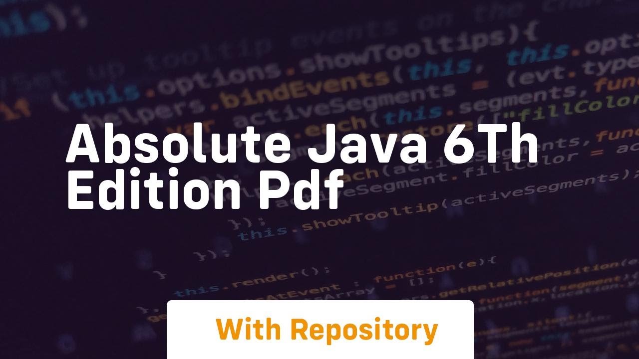 absolute java 6th edition pdf