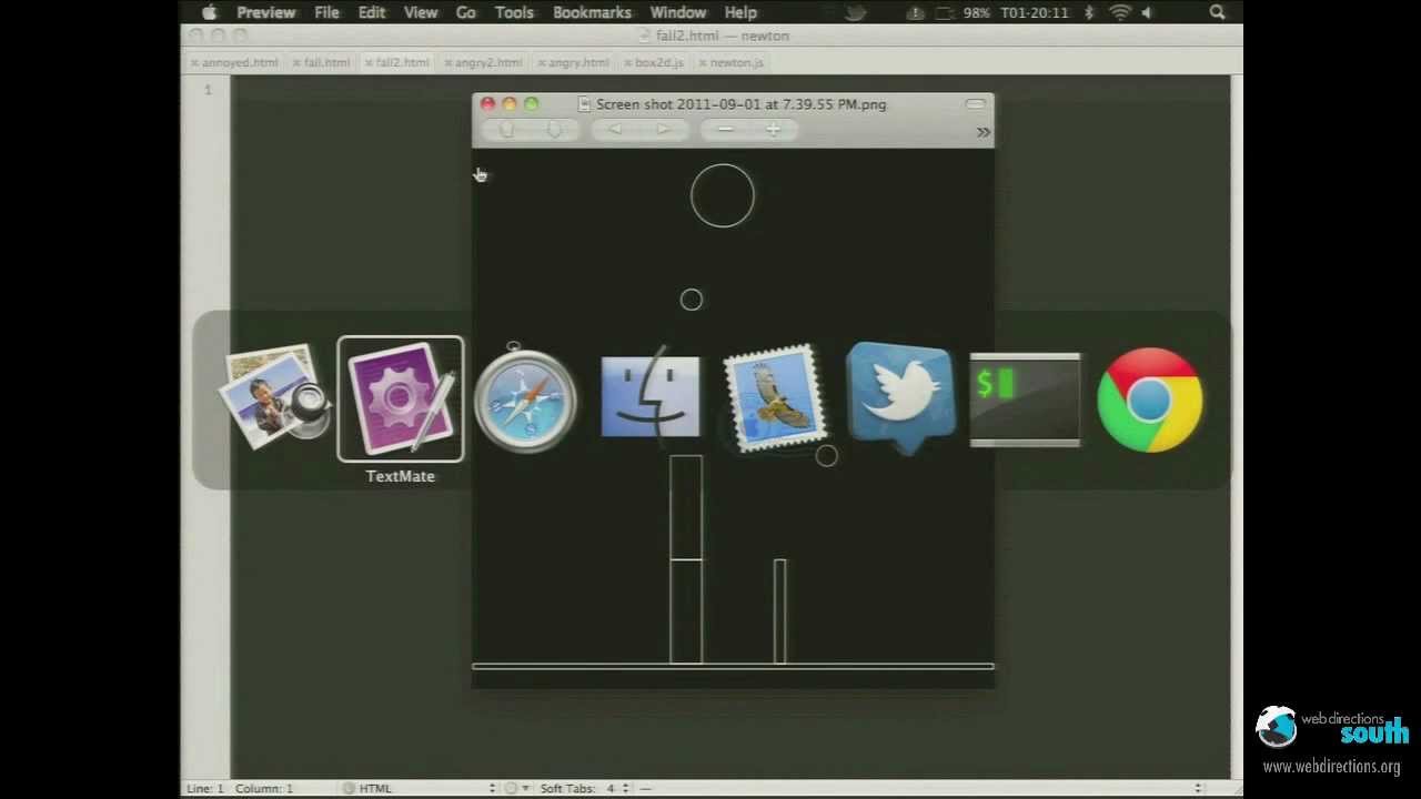 Dmitry Baranovskiy: newton.js: box2d + Raphael
