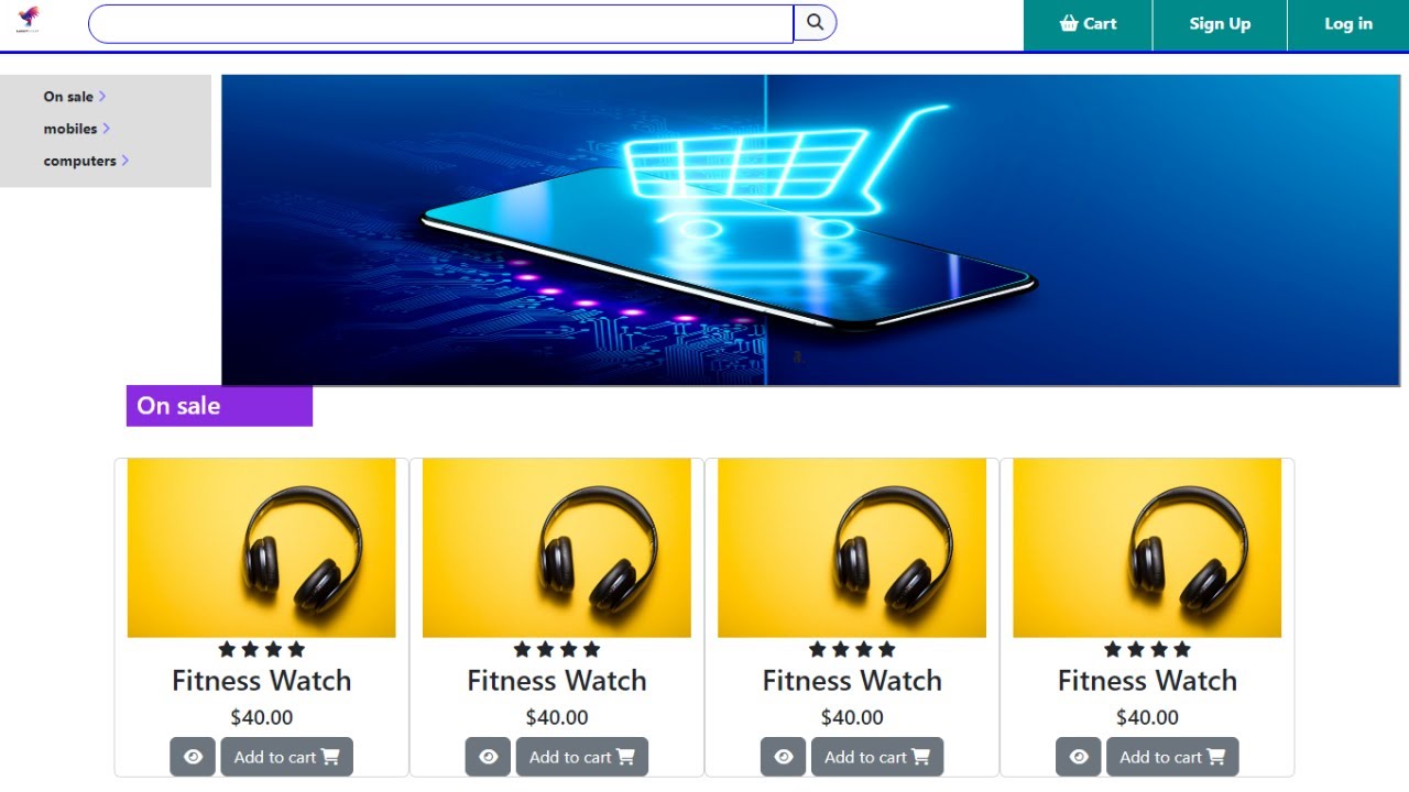 Create a ecommerce website using HTML CSS and JavaScript part 1