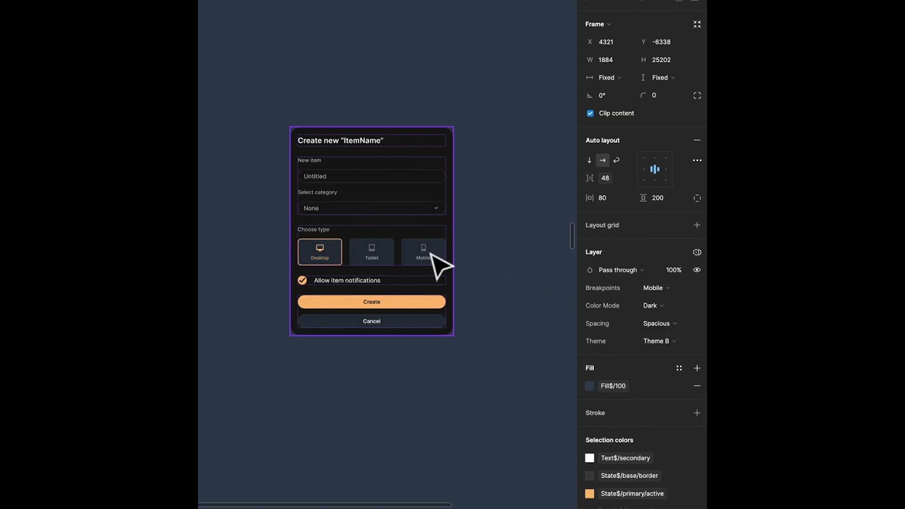 Advanced Modal Component in Figma #uikit #responsivedesign