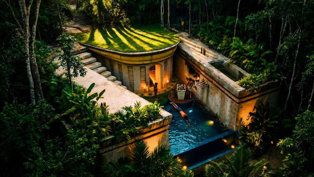 I Built a Secret Underground House with Pool in 100 Days