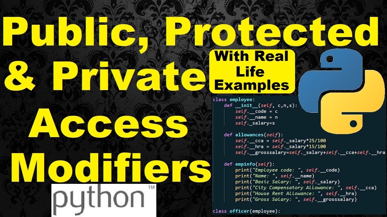 Access Modifiers in Python | Python for beginners #accessmodifiers #codinginpython #protected