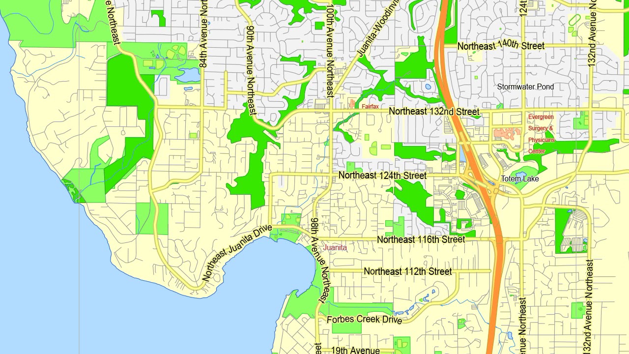 Seattle Washington US editable layered PDF Vector Map Version 22