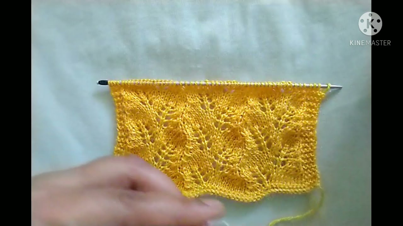 Overlapping leaves/Leaf stich knitting pattern.(With English Subtitles)