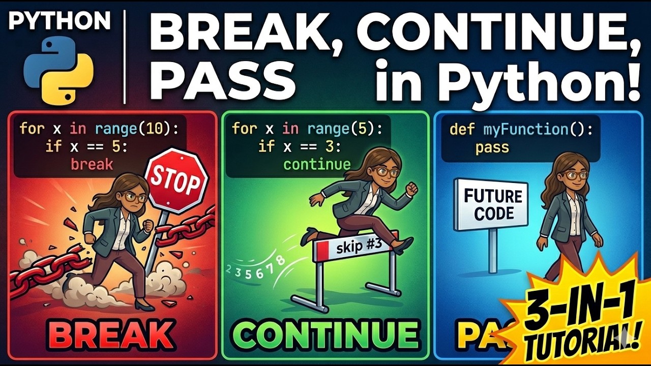 Python Lecture_6 |   Break, Continue and Pass Statements in Python