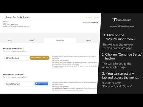 Your family reunion dashboard and setup page