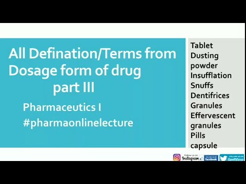 All Definition, Dosage form of Drug, Pharmaceutics I, Part III, (By Harish kasar)