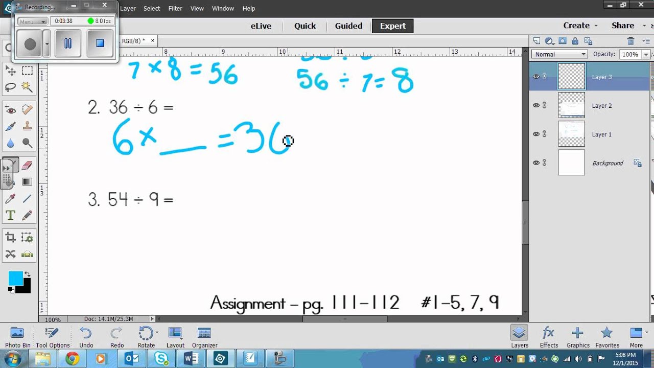 Grade 4  Math Lesson - Dividing by numbers from 1-9