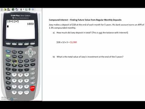 Compound Interest – Finding Future Value from Regular Monthly Deposits