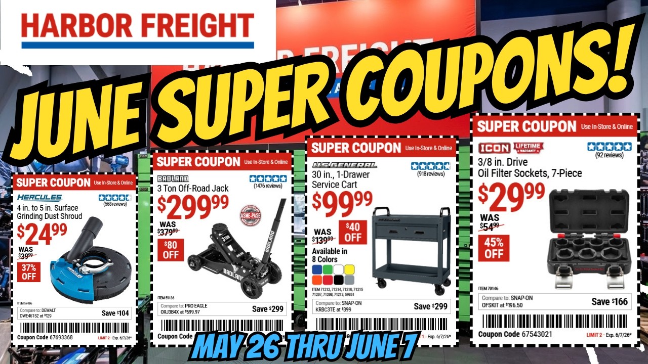 NEW JUNE SUPER COUPONS! 🚨 Harbor Freight Major Price Drops (5/26 - 6/7) #harbro #harborfreight