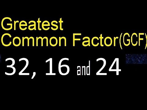 GCF 32 , 16 and 24 . Greatest Common Factor of 3 tree numbers . How to Find GCF