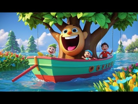 Sail the River Row Row Fun | Boat Adventure Rhyme for Toddlers | Rowing Song with Counting & Motion